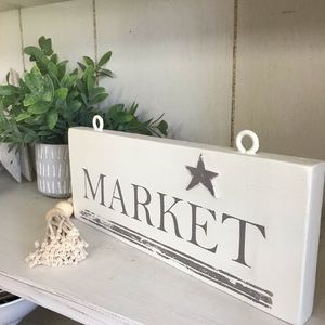 Accents | Wood Sign Market Hand Painted | Poshmark